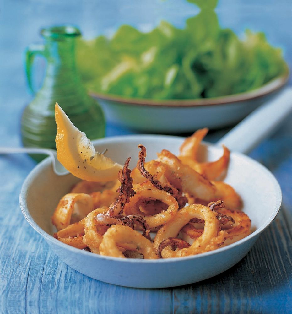 Fried squid from The Food & Cooking of Greece by Rena Salaman