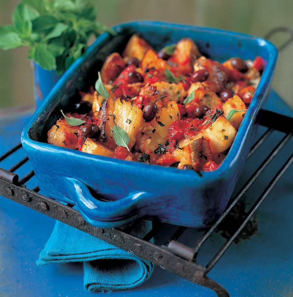 Salt cod, potato & olive bake from The Food & Cooking of Greece by Rena ...