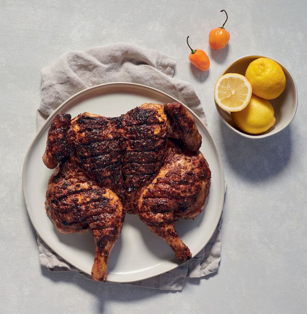 Spatchcock Brick-Pressed Lemon-Chili Chicken from Food by Fire ...