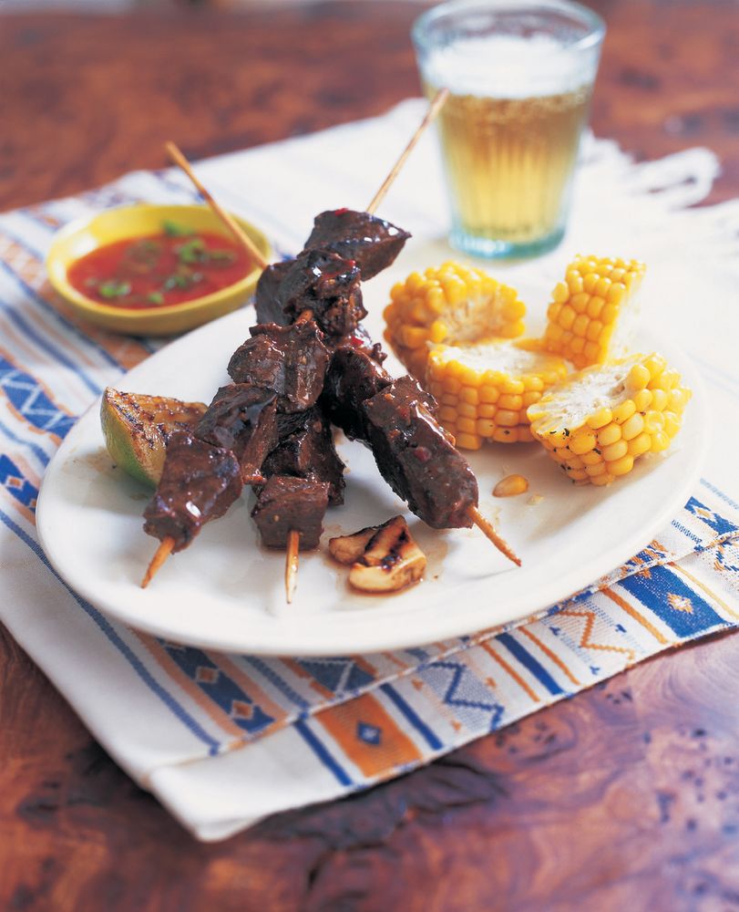 Ox heart skewers from The Food and Cooking of Peru by Flor Arcaya de Deliot