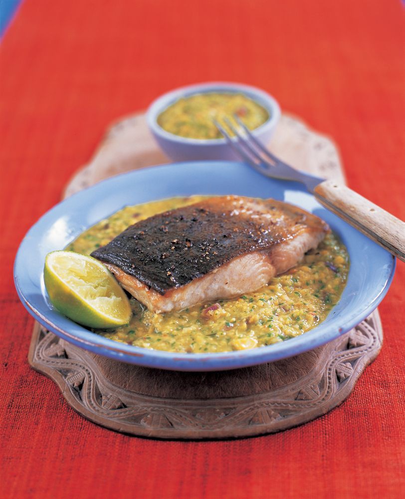 Corn purée with fried fish from The Food and Cooking of Peru by Flor ...
