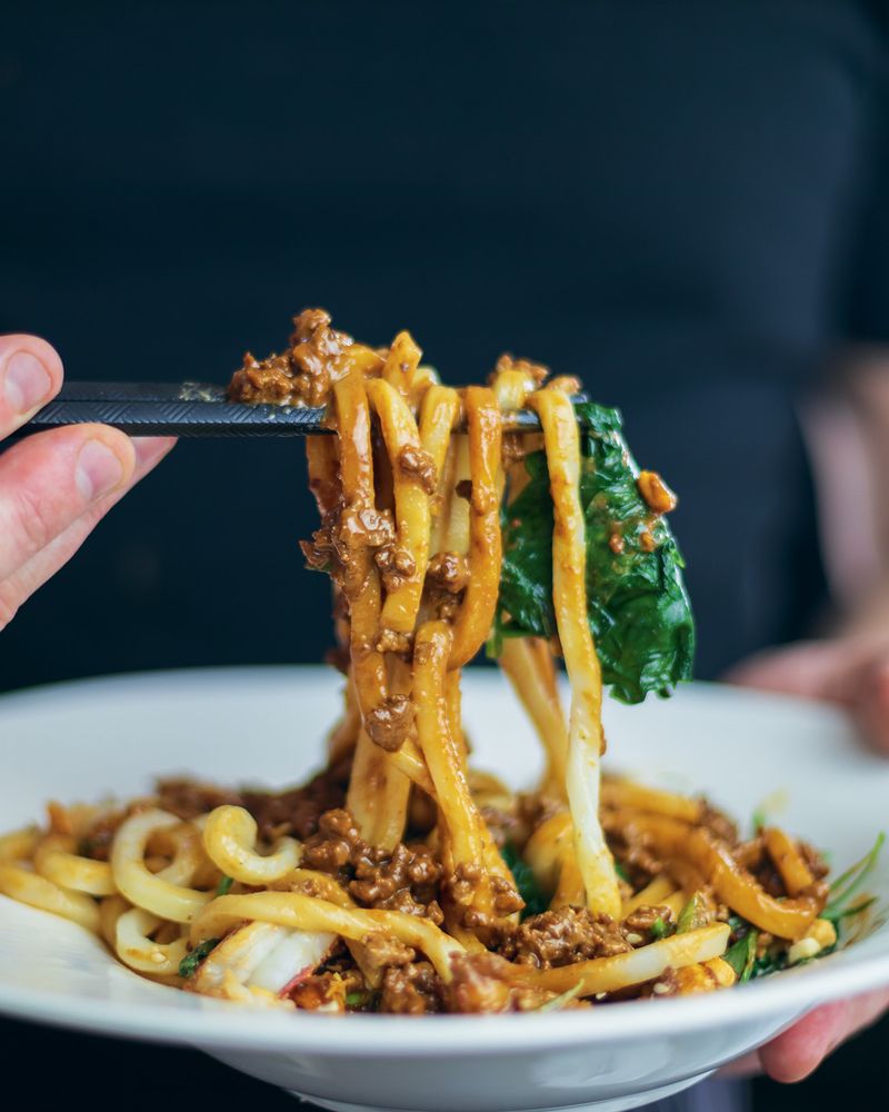 Pork & Shrimp Dan Dan Noodles with Szechuan Pepper Sauce / Spinach from ...