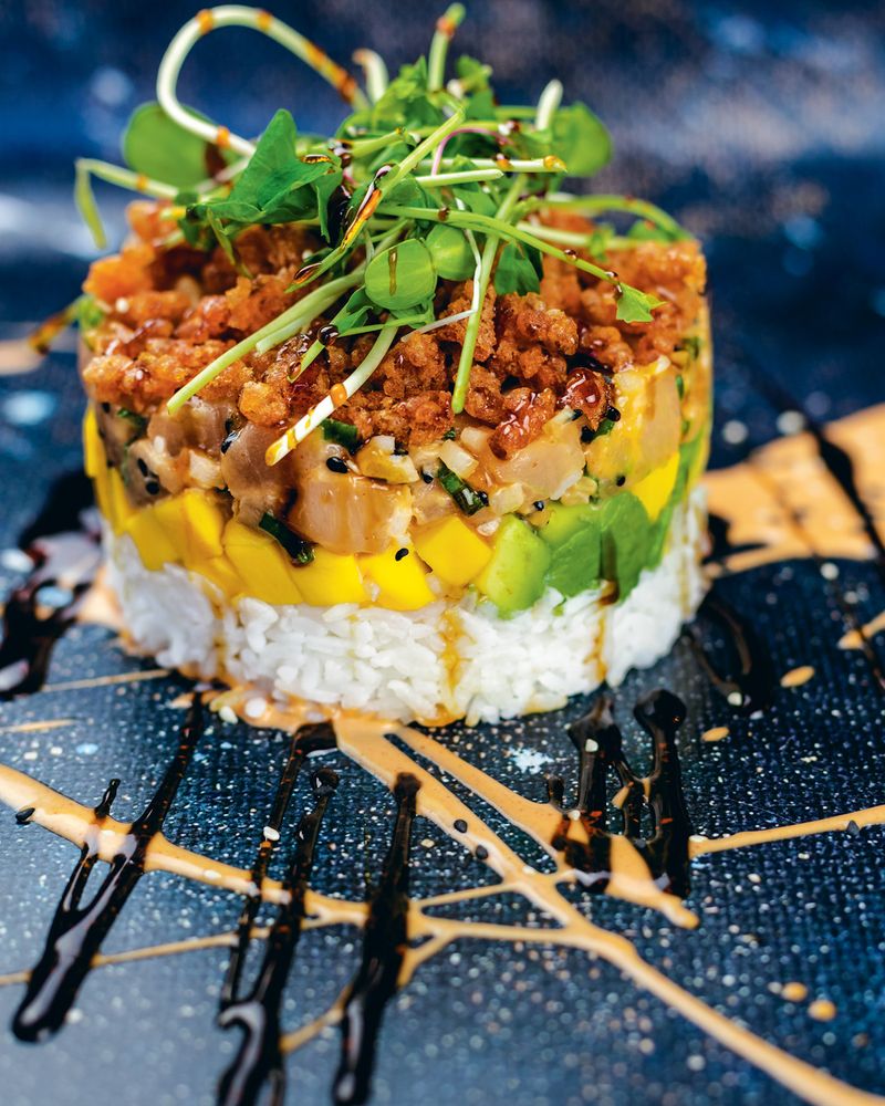 Spicy “Crunch Roll” Albacore Tuna Poke with Teriyaki Glaze / Crunchy ...