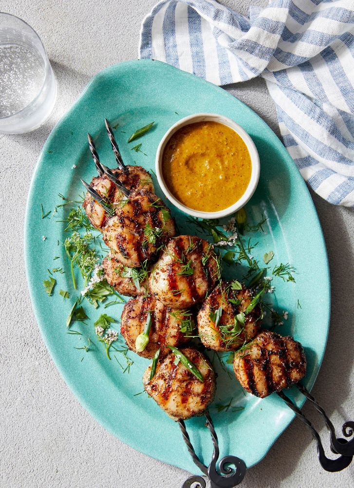 Grilled Sea Scallops with Charred Scallions and Sumac from Flavors of ...