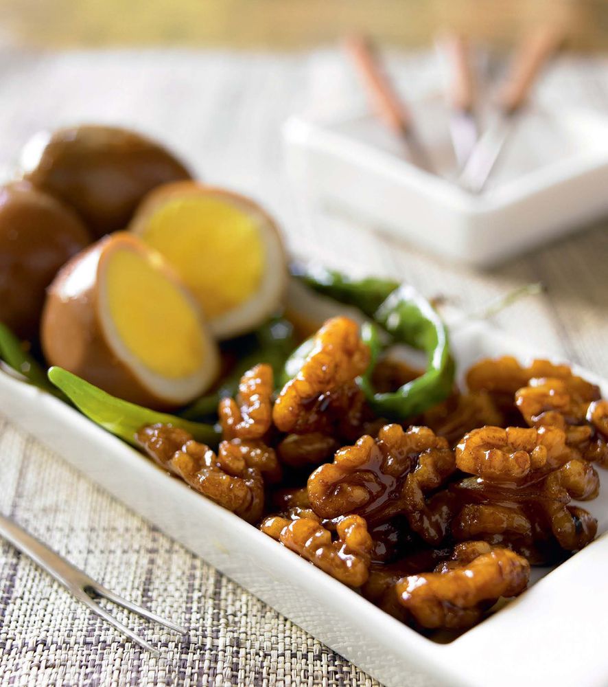 Glazed Hard-Boiled Eggs, Walnuts and Hot Peppers from The Korean Table ...