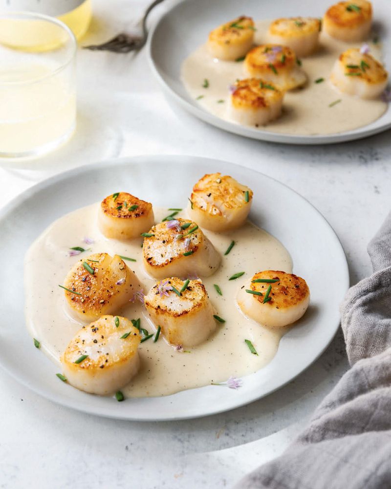 Seared Scallops with roasted-garlic sabayon from The Hog Island Book of ...