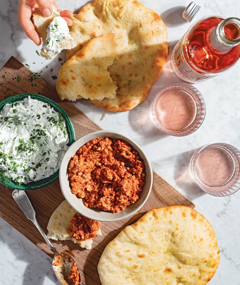 Pizza Stone Pita with Muhammara and Herbed Labneh from Williams Sonoma ...