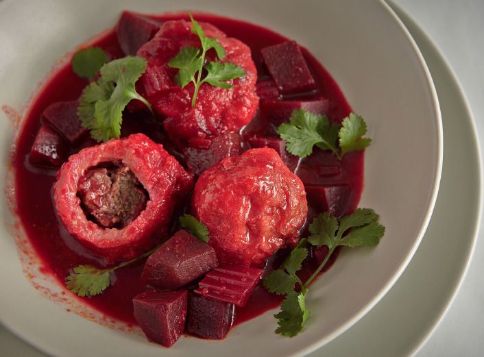 Beetroot kubbe soup from Honey & Co: Food from the Middle East by Sarit ...