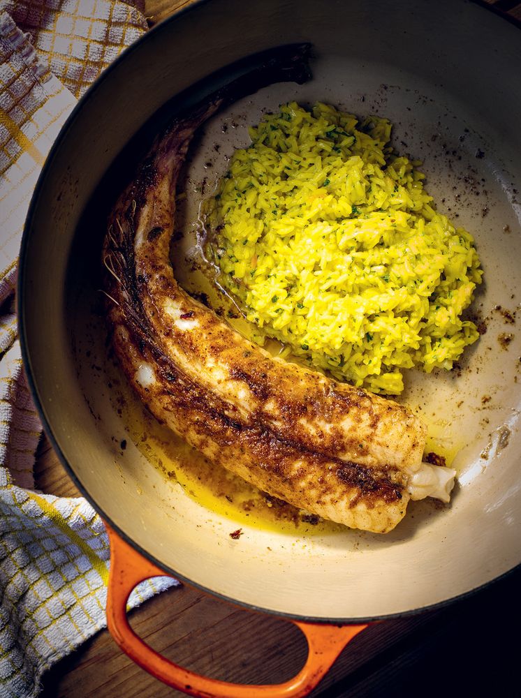 Spiced Monkfish/Saffron Rice from Hook Line Sinker: A seafood cookbook ...
