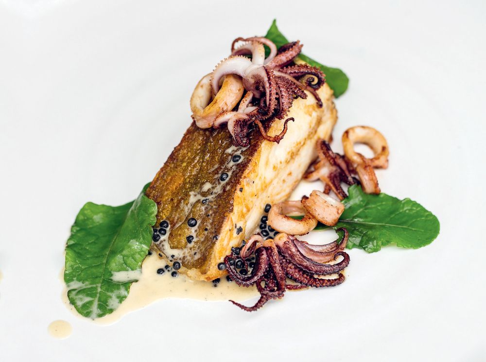 T-Bone Plaice with Baby Squid/Champagne & Caviar Sauce from Hook Line ...