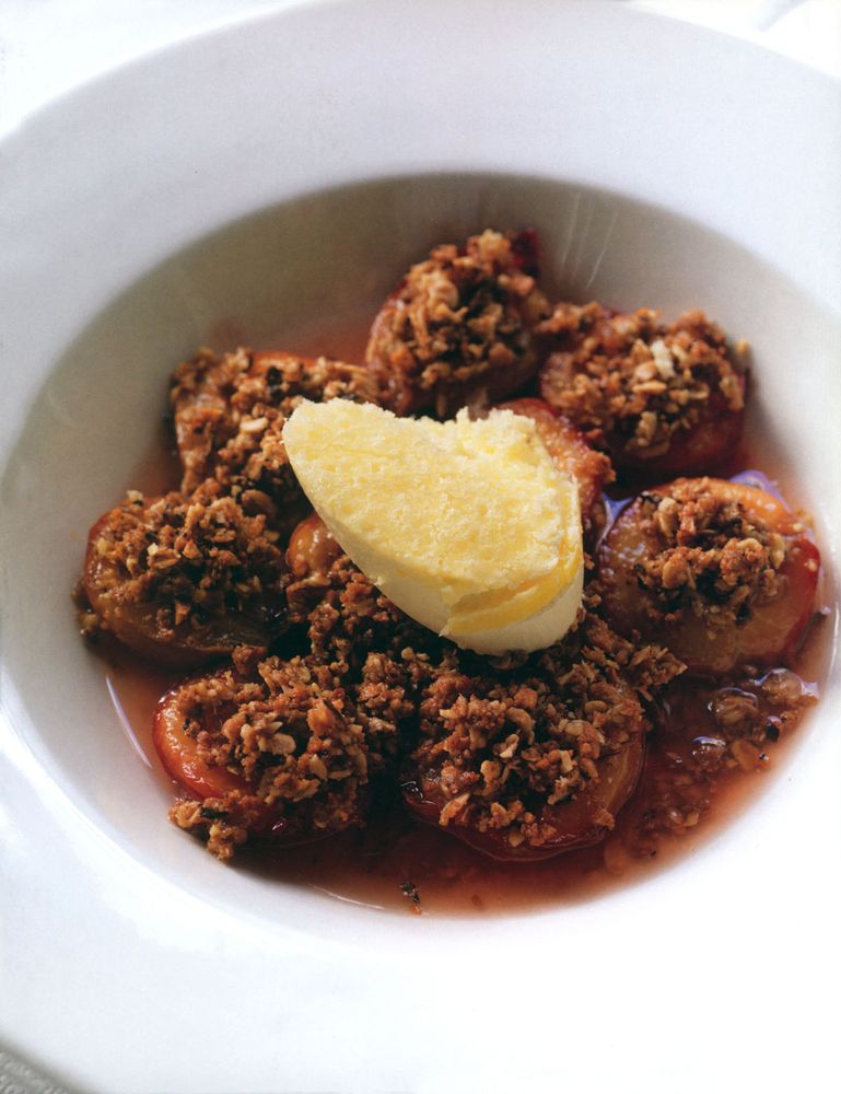 Roast Plums with Cobnuts and Clotted Cream from Hix Oyster & Chop House ...