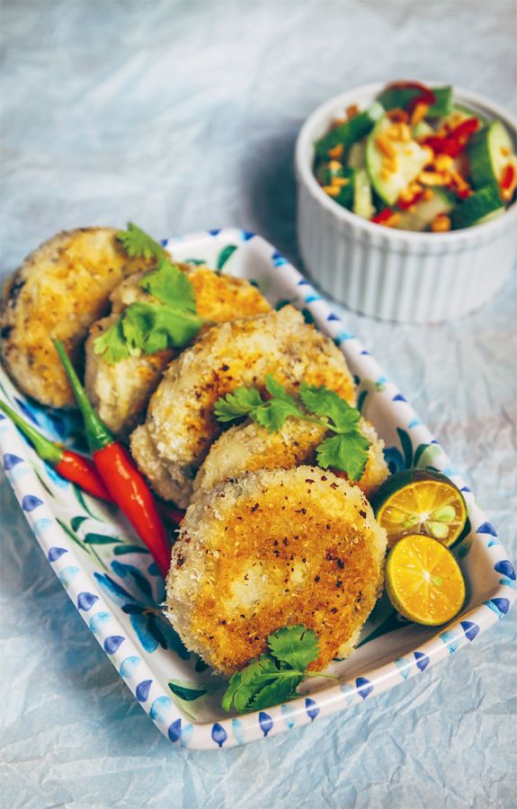 Thai-style ocean cakes from Jackfruit and Blue Ginger by Sasha Gill