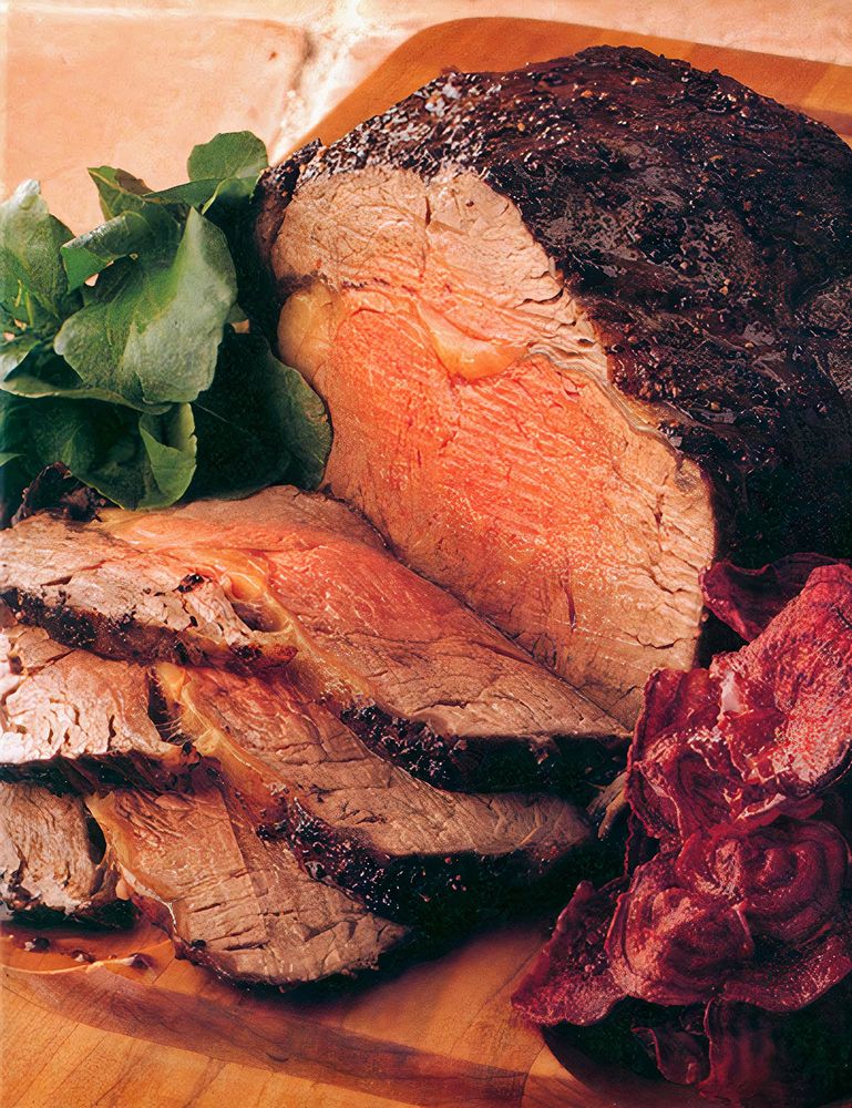 Peppered Roast Beef with Beetroot Crisps from Open Rhodes Around ...