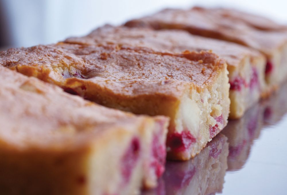 Raspberry, White Chocolate and Macadamia Blondie from The Mountain Cafe ...