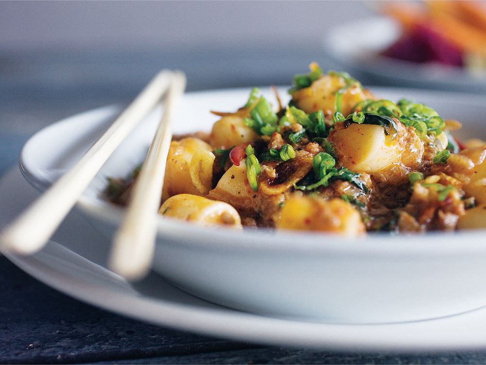 Spicy Pork Sausage & Rice Cakes Chinese Broccoli & Crispy Shallots from ...