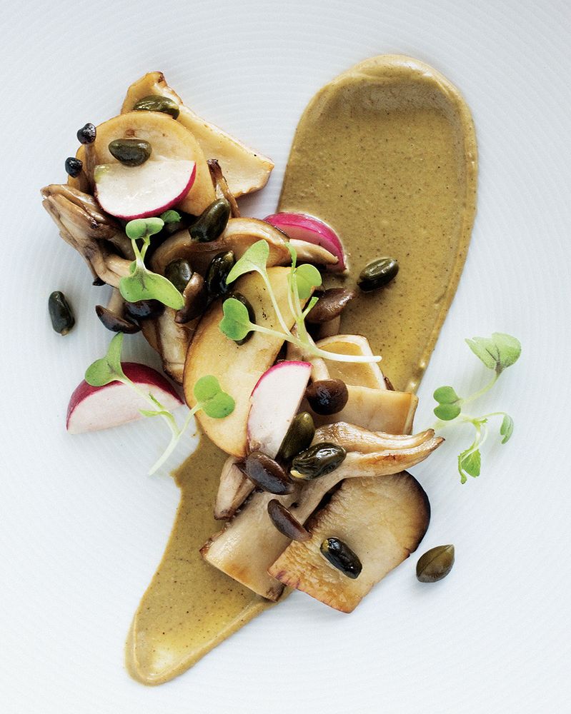Roasted Mushroom Salad Braised Pistachios, Pickled Jerusalem Artichokes ...