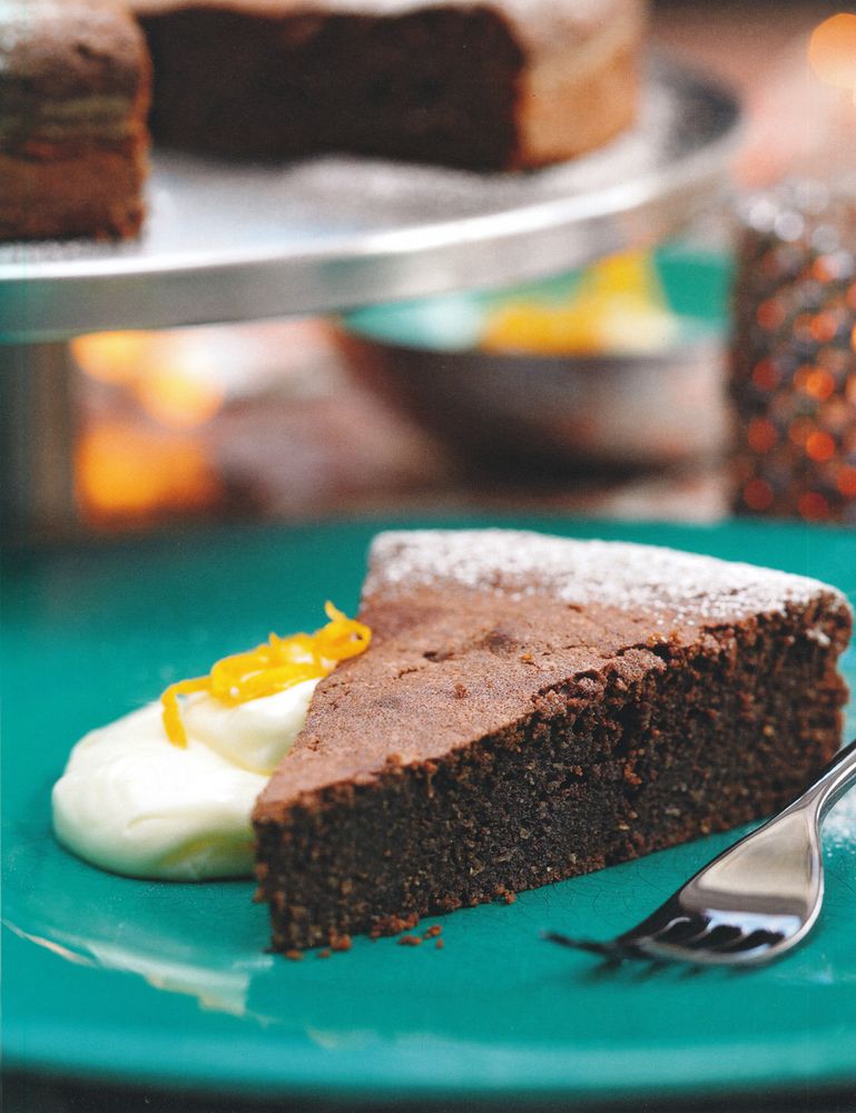 Warm Chocolate Cinnamon Torte with Orange Blossom Mascarpone Cream from ...