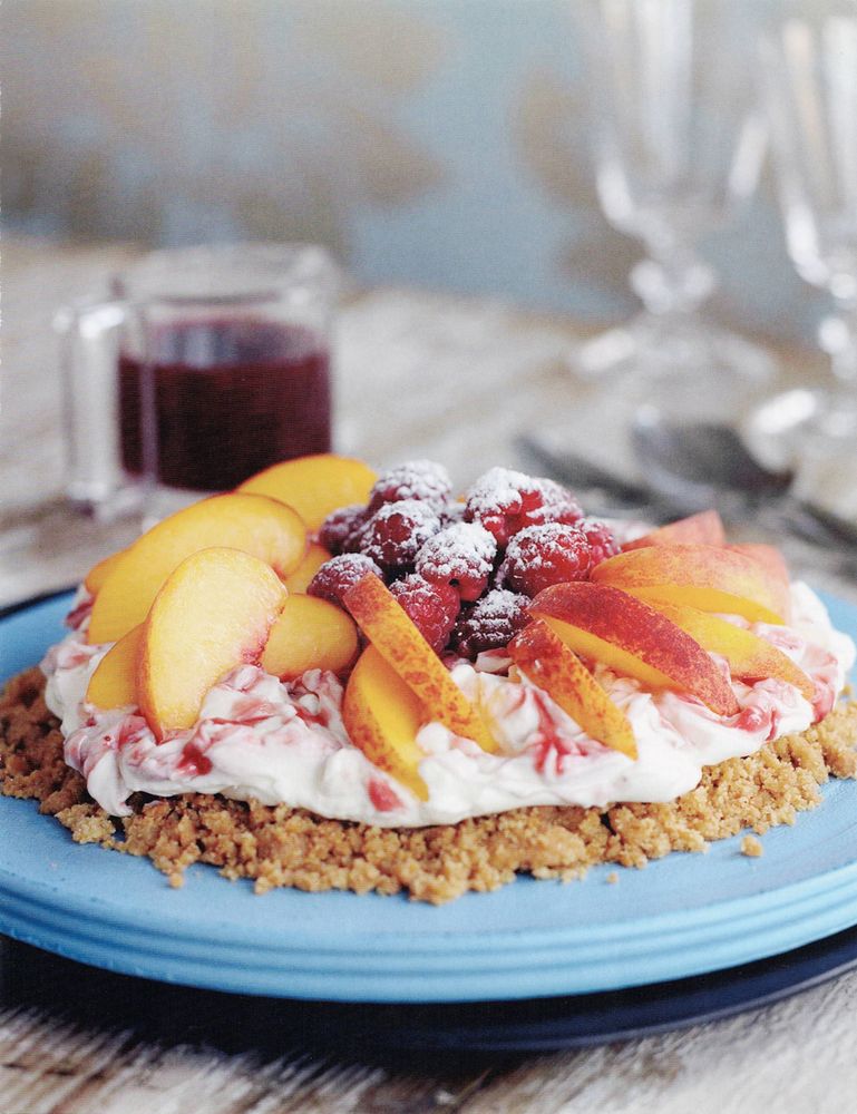 Easy Peach Melba Cheesecake from In the Mood for Entertaining by Jo Pratt