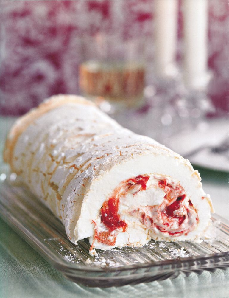 Rhubarb Marshmallow Meringue Roulade from In the Mood for Entertaining ...