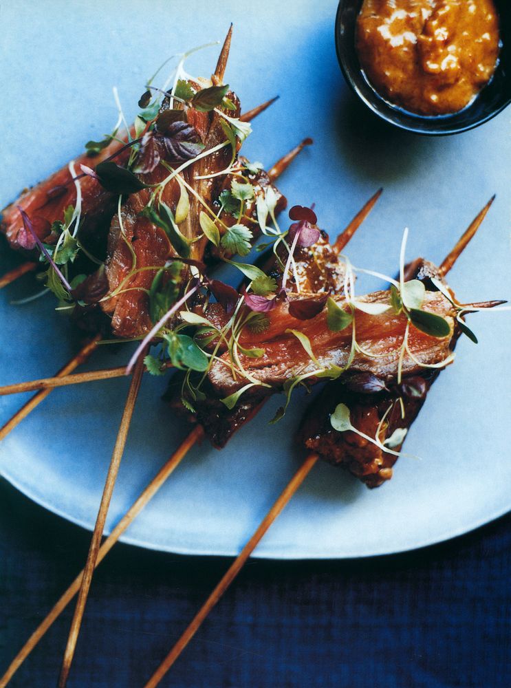 Beef Satay with Peanut Sauce and Herb Salad from Maze: The Cookbook by ...