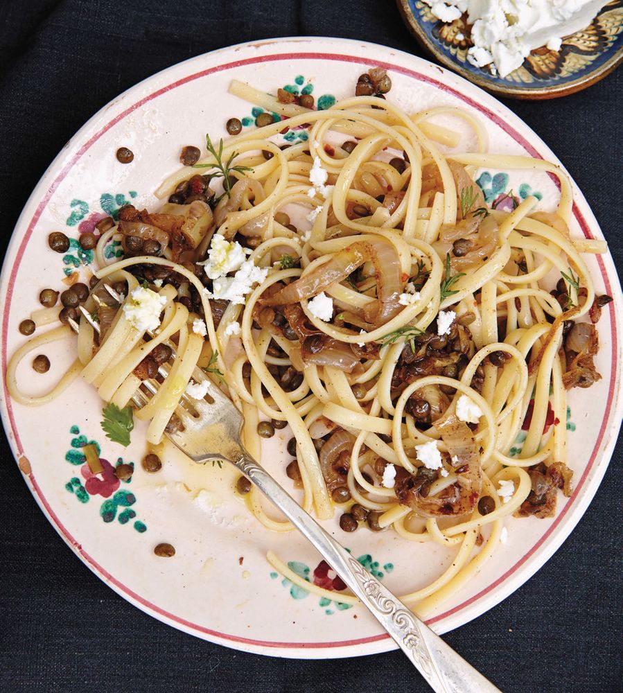 Linguine with Spicy Lentils and Caramelized Onions from Mediterranean ...
