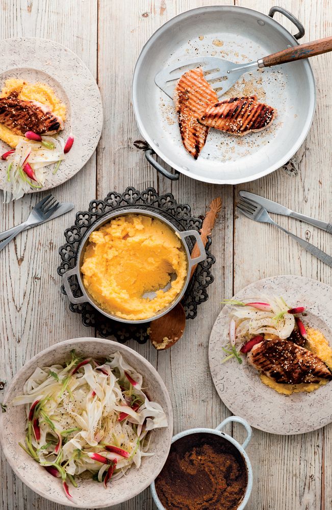 Chicken with Mexican Chilli-Chocolate Mole, Polenta & Fennel Salad from ...