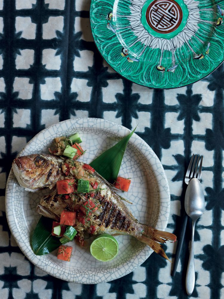 Grilled Whole Fish with Sambal Matah, Watermelon and Cucumber from Mr ...