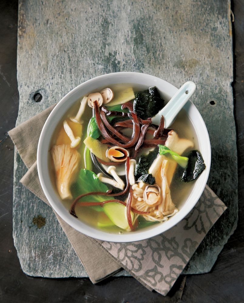 Chinese broth from The Mushroom Cookbook by Michael Hyams and Liz O'Keefe