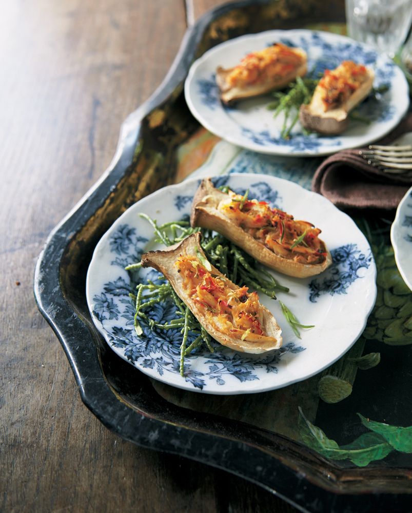 Crab-stuffed eryngii from The Mushroom Cookbook by Michael Hyams and ...