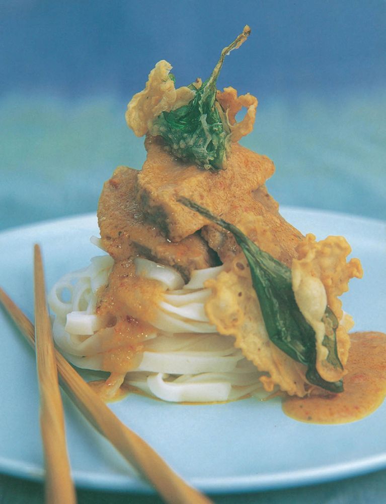 Rice Sticks with Duck Curry and Spinach Crisps from New Wave Asian: A ...