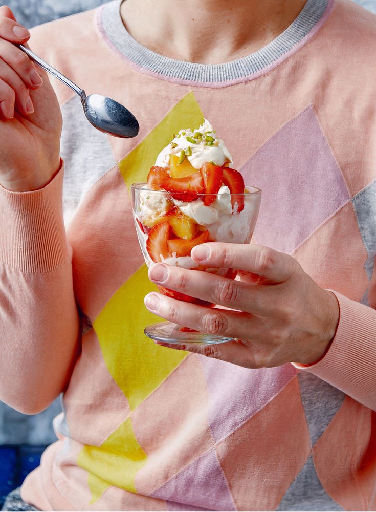 Peach and strawberry Knickerbocker Glory from Solo by Signe Johansen