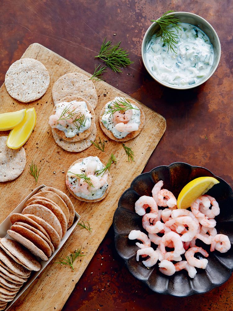 Scandi shrimp on crispbread from Solo by Signe Johansen