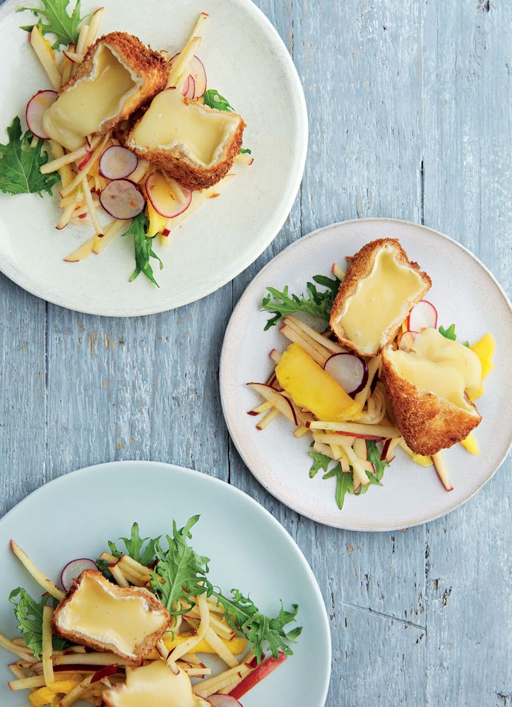 Crumbed camembert, apple, mango, salad leaves and radish from Savour ...