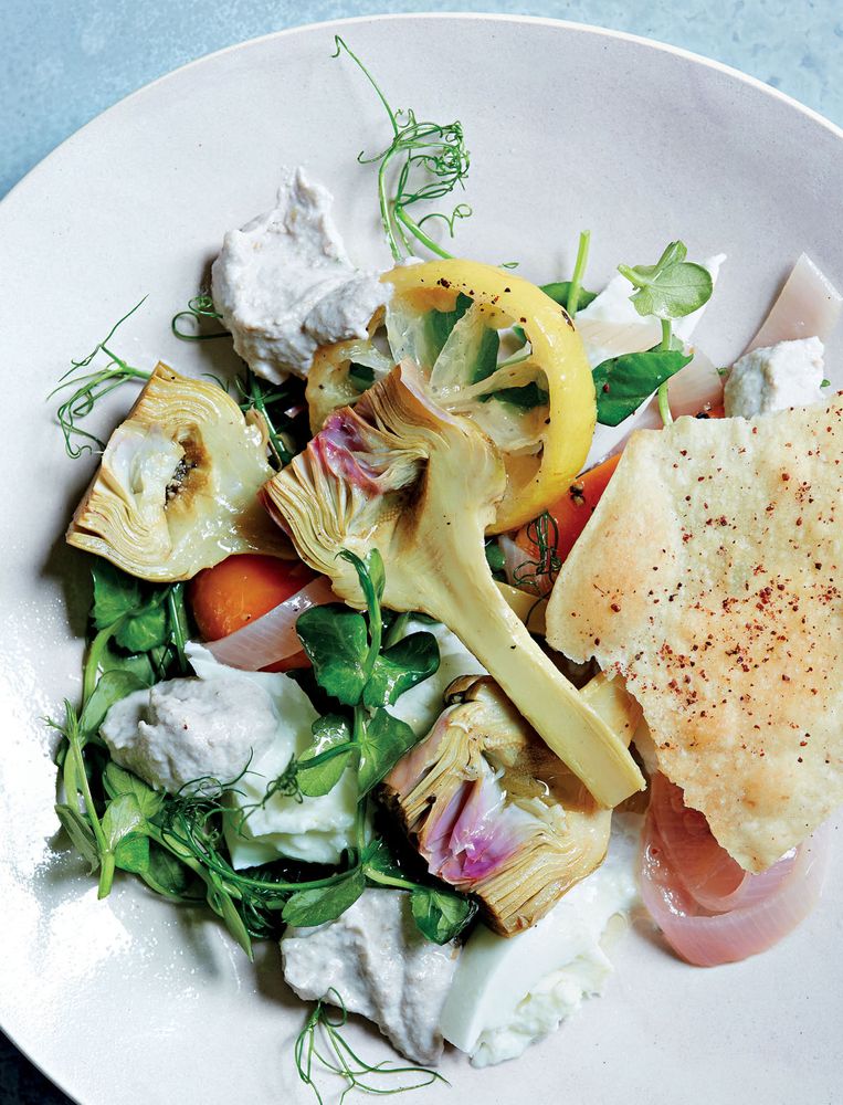 Mozzarella, artichokes, walnut sauce and sumac lavosh from Savour ...