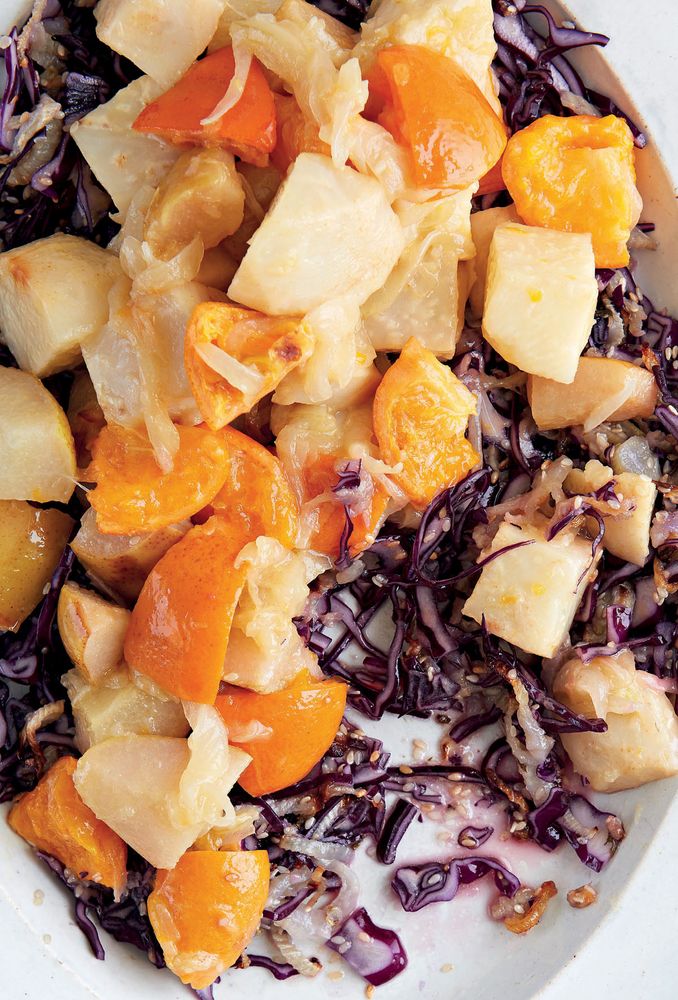 Celeriac, satsuma, pear, fennel and red cabbage from Savour: Salads for ...
