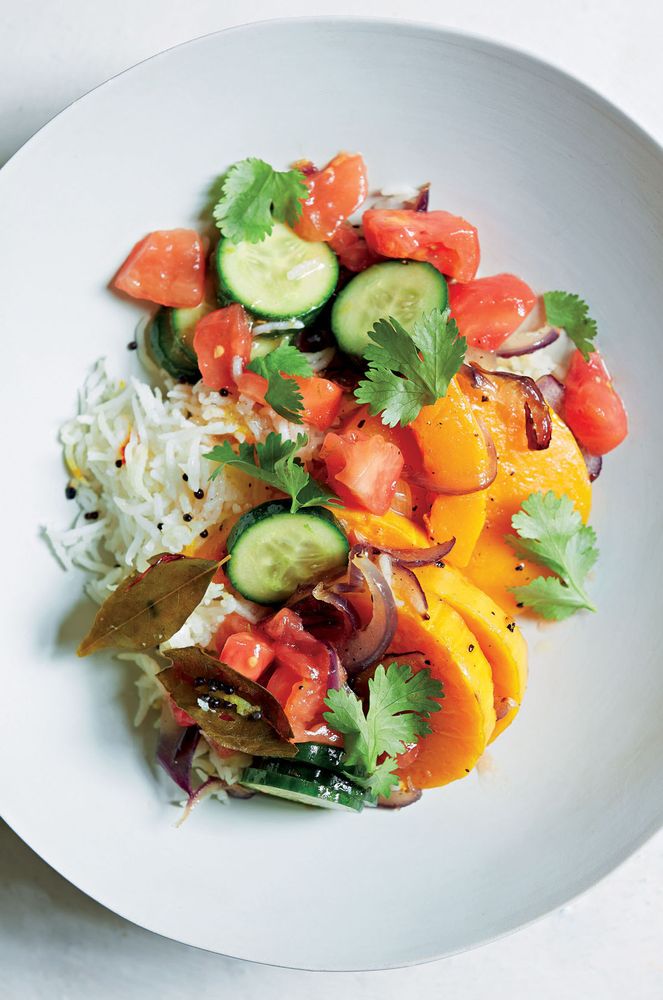 Basmati saffron rice, butternut squash, tomato, cucumber and tamarind ...