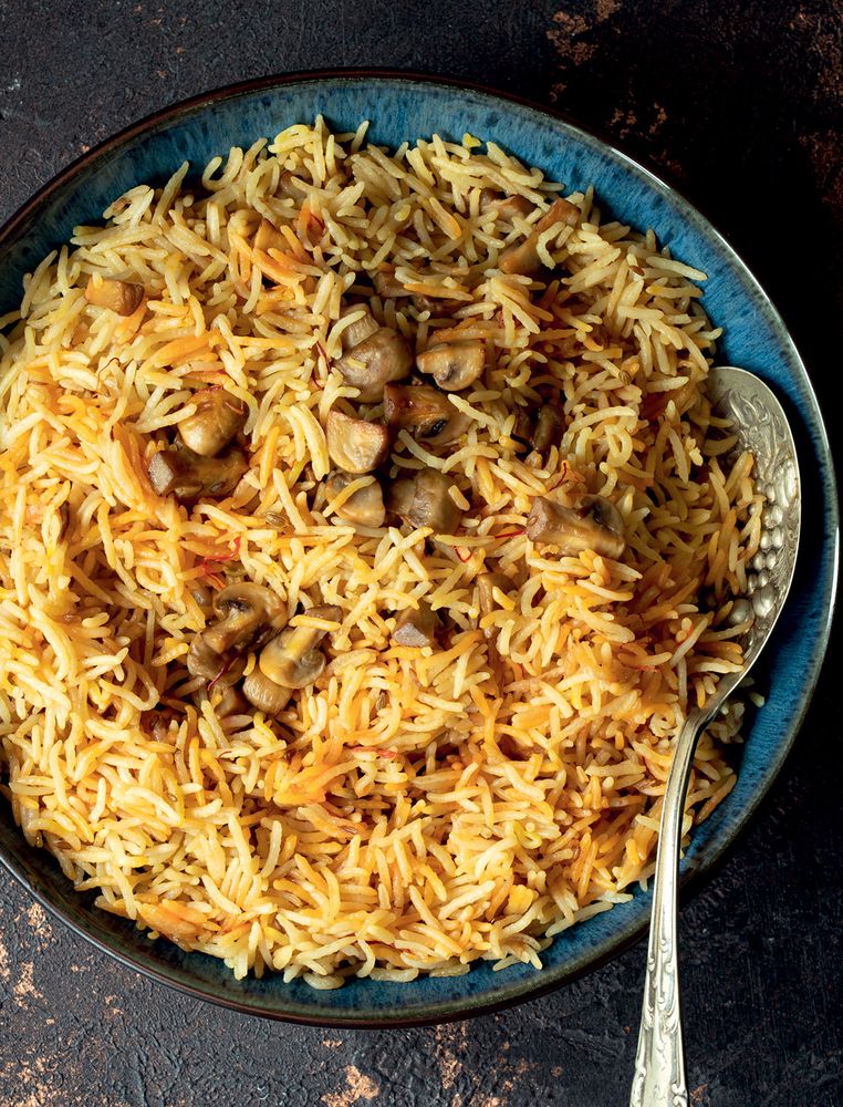 Zafrani Mushroom Pulao from Sanjana Feasts: Modern vegetarian and vegan ...