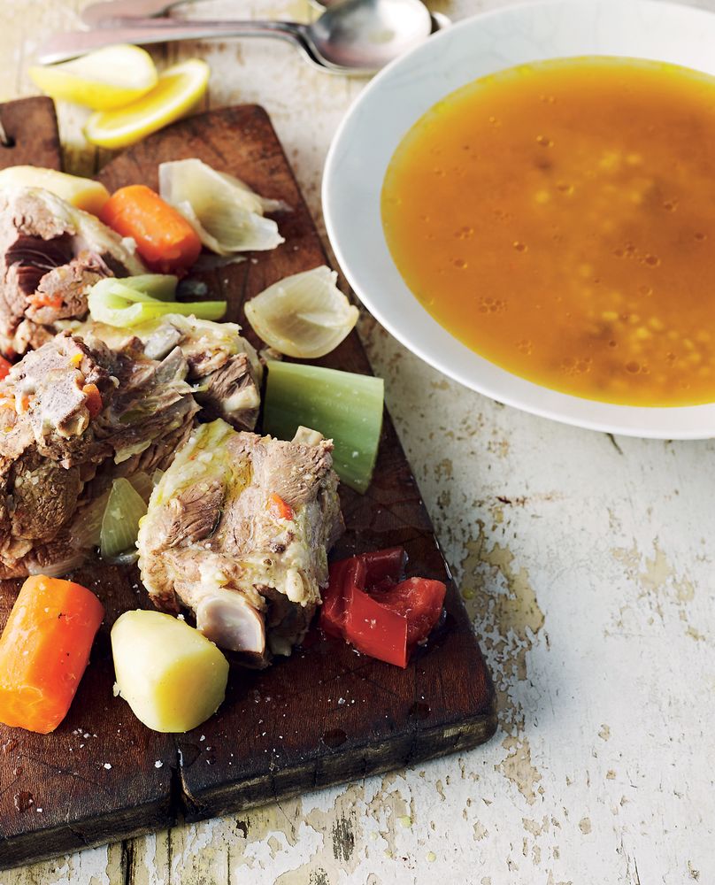 Mutton and Fregola Soup, Boiled Mutton and Vegetables from A Sardinian ...