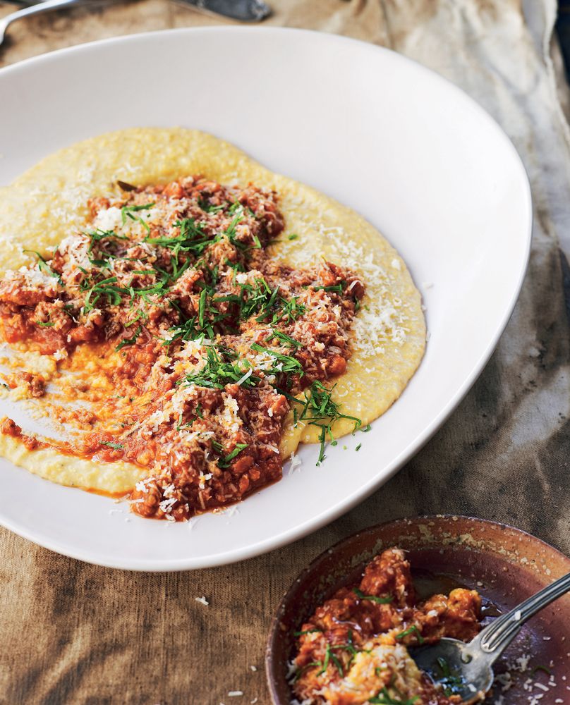 Polenta with Pork Sausage Sauce from A Sardinian Cookbook by Giovanni ...