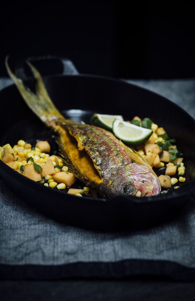Turmeric-and-Chile-Roasted Red Snapper with Melon Salsa from Season ...