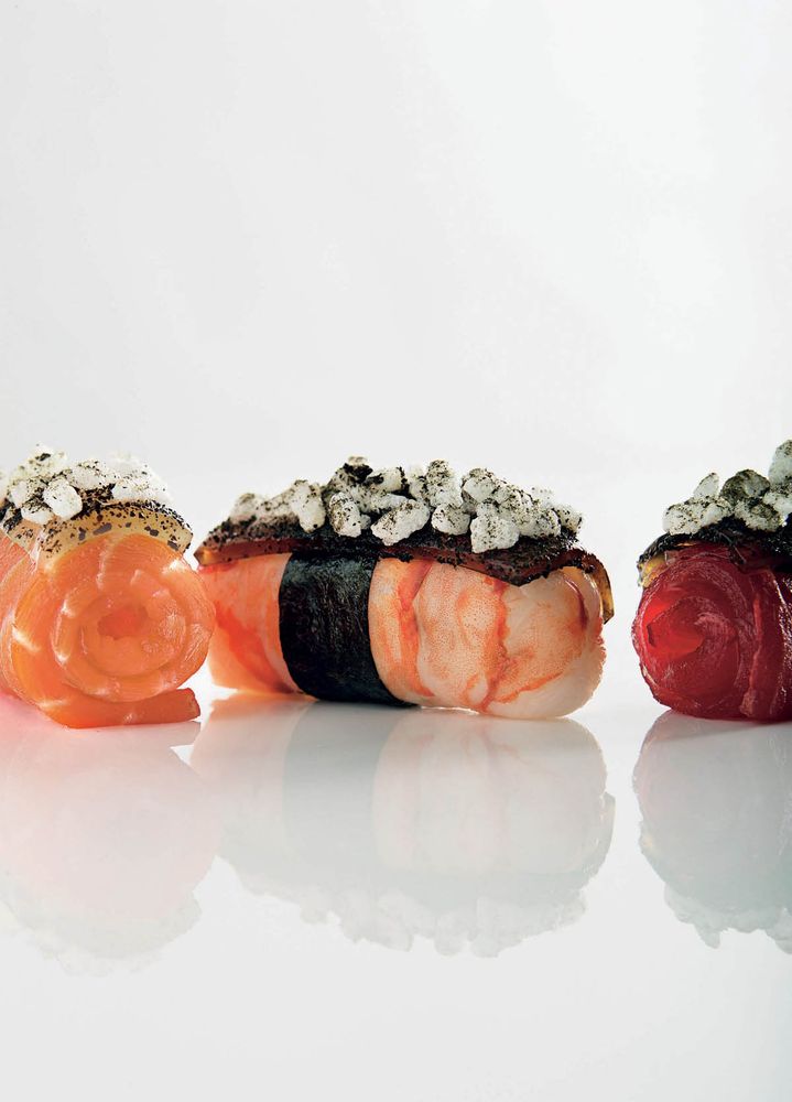 ‘Sushi Nigiri’ Sashimi Tuna, Seared Smoked Ocean Trout and Poached ...
