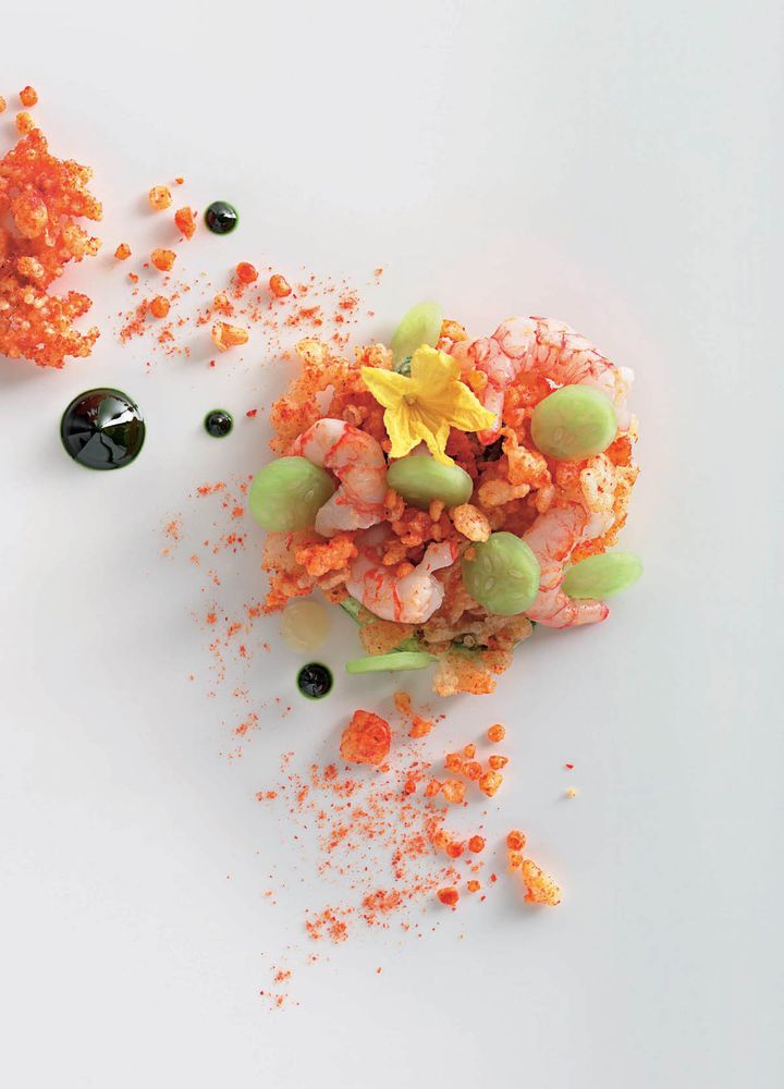 Scarlet Prawns with Shellfish Jelly, White Cucumber, Crème Fraiche ...