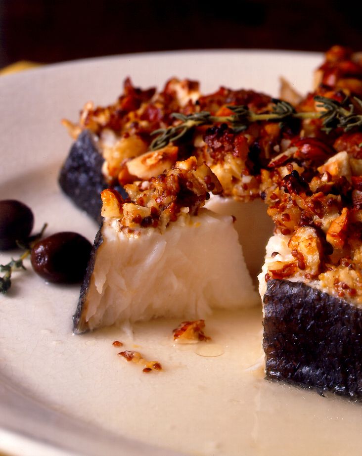 Halibut with mustard-nut crust from Simple to Spectacular by Jean ...