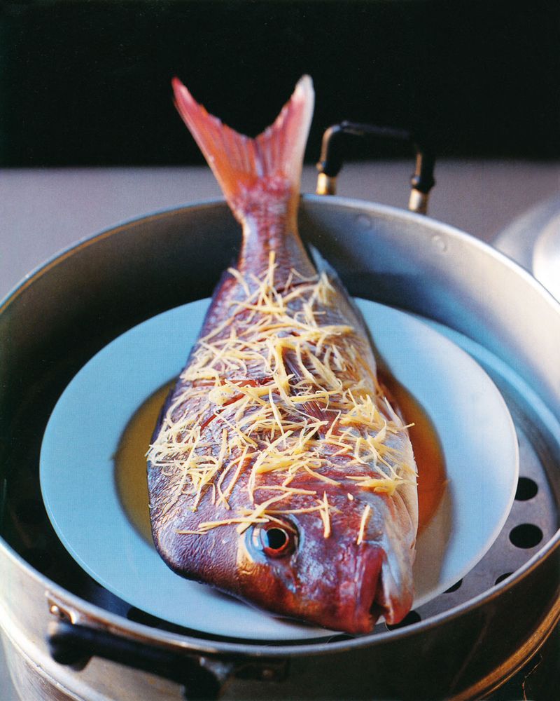 Whole Steamed Fish with Ginger and Shallots from Simply Asian by Neil Perry