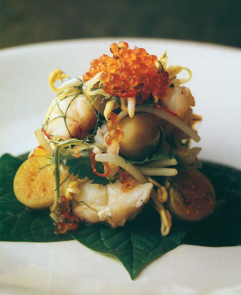 Grilled Moreton Bay bug tails with tamarind, chilli, cape gooseberries ...