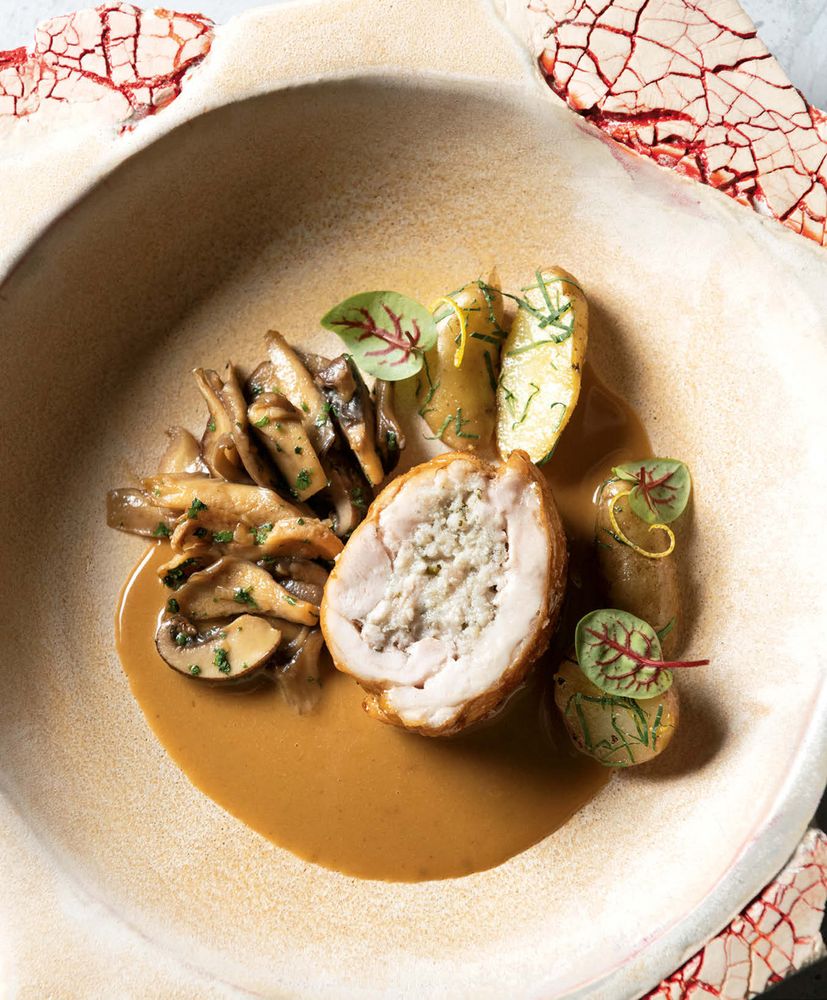 Braised Rabbit Leg “Paupiette” with Rosemary-Garlic Stuffing, Wild ...