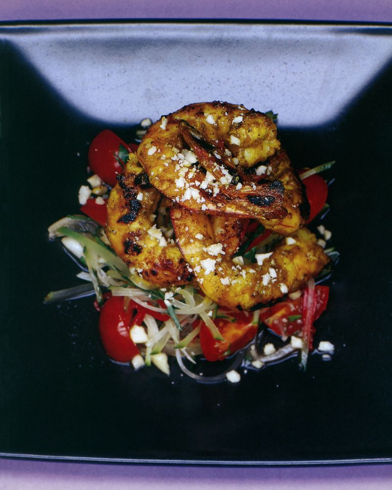 Satay prawns with green papaya salad from Stir by Christine Manfield