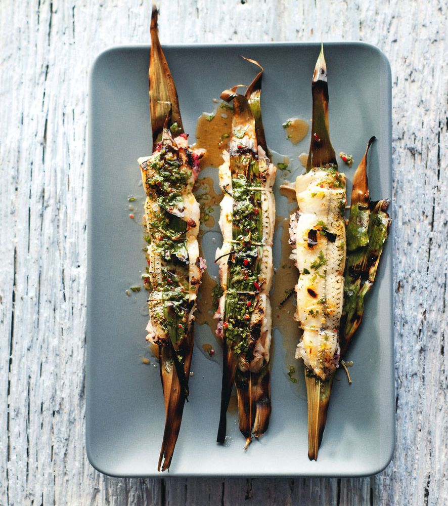 Grilled Sticky-Rice-Stuffed Garfish Wrapped in Bamboo Leaves with ...