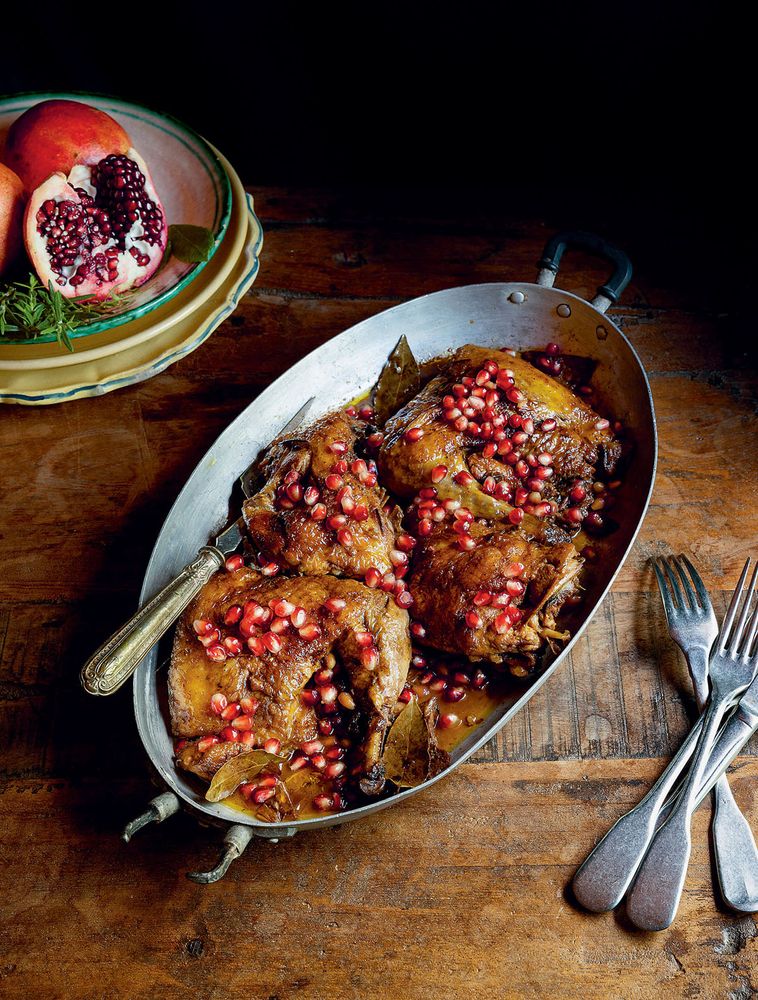 Guinea hen with pomegranate from Pomegranates & Artichokes: Recipes and ...