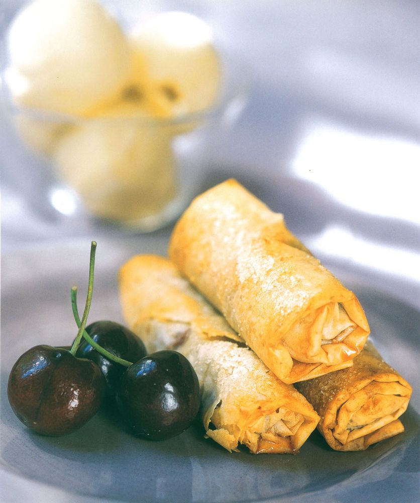 Bing Cherry Filo Rolls with Cardamom Ice Cream from A Passion for ...